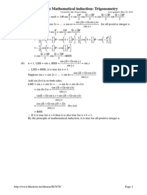 Trigonometric Induction | PDF | Sine | Trigonometric Functions - Worksheets Library