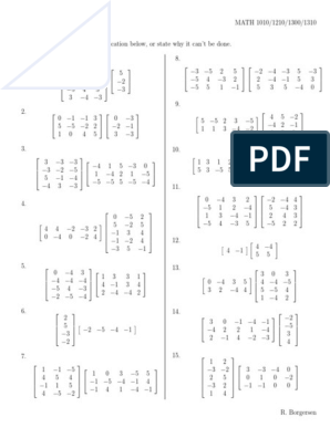 Matrices Tutorials and Answers | PDF - Worksheets Library