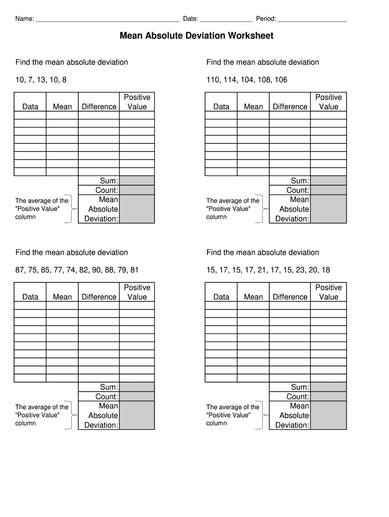 Free Mean Absolute Deviation Worksheet Answers Download Free Mean Absolute Deviation Worksheet