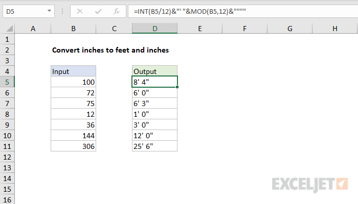 How to Inches to Feet in Excel - Worksheets Library