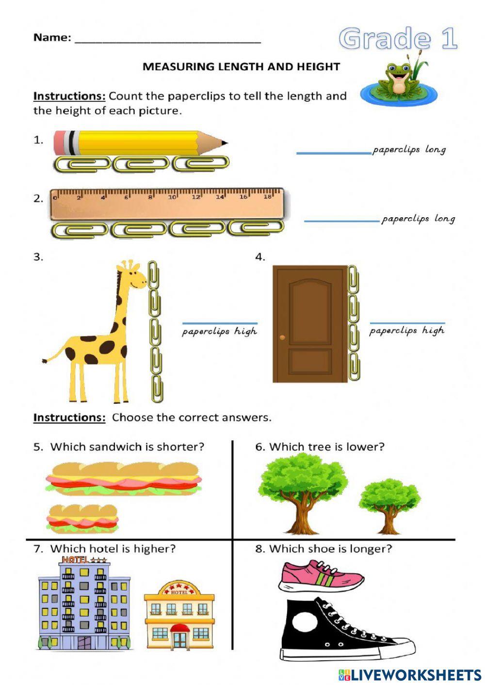 Measuring Length Activity For Grade 1 Live Worksheets Worksheets Measuring Length Activity For Grade 1 Live Worksheets Worksheets