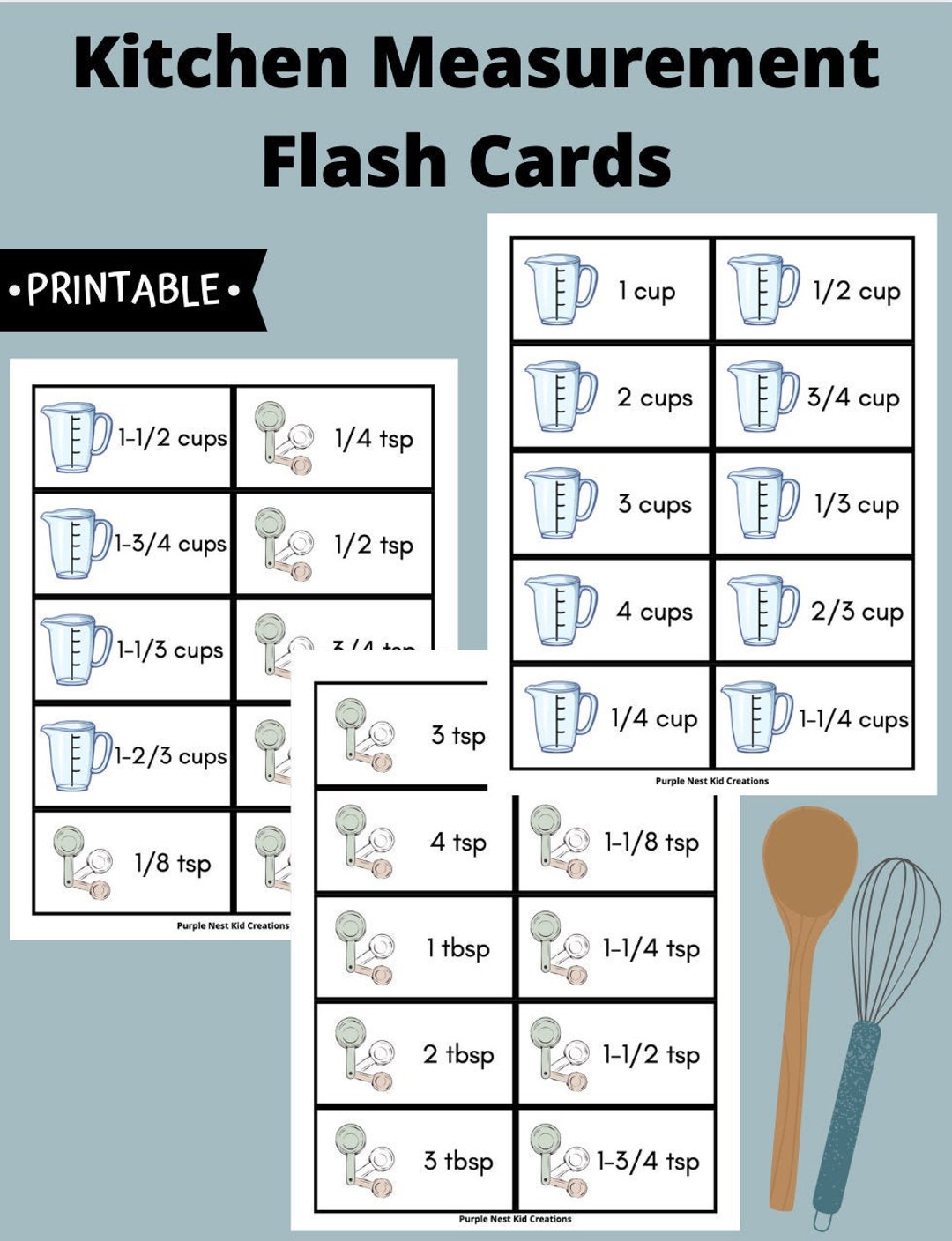 Free measuring cups and spoons worksheet, Download Free measuring cups ...