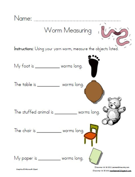 Earthworms & Measuring - Spring Math Activity – SupplyMe - Worksheets ...