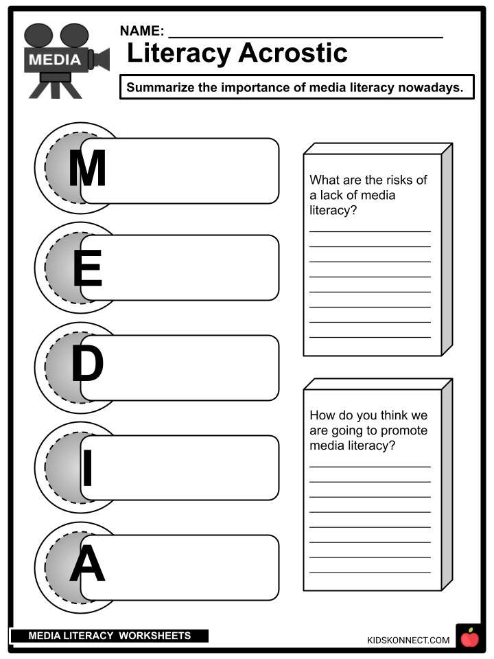 Media Literacy Worksheets For Kids - Downloadable PDF Unit - Worksheets ...