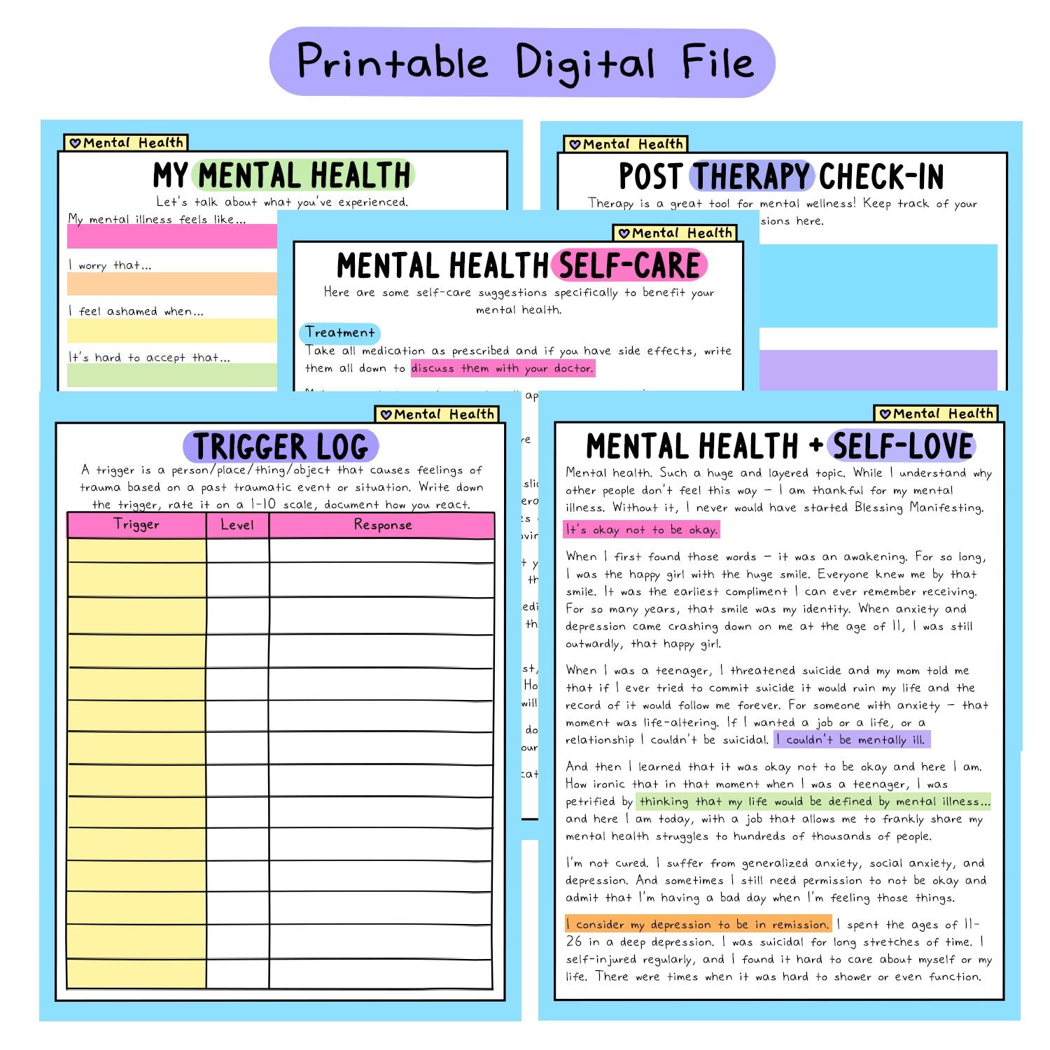 Mental Health Worksheet & Example | Free PDF Download - Worksheets Library