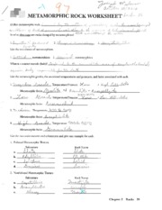 GEOL 1403 METAMORPHIC ROCK WORKSHEET - . METAMORPHIC ROCK ...