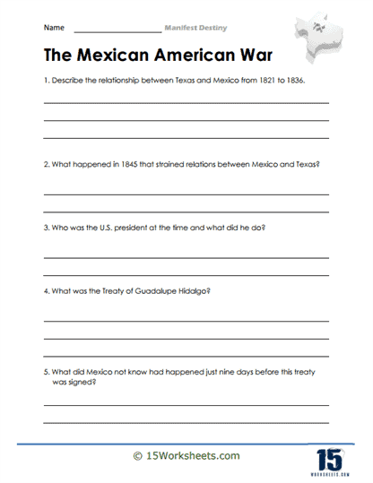 Mexican-American War Map Worksheet by Ace Up Your Sleeve | TPT ...