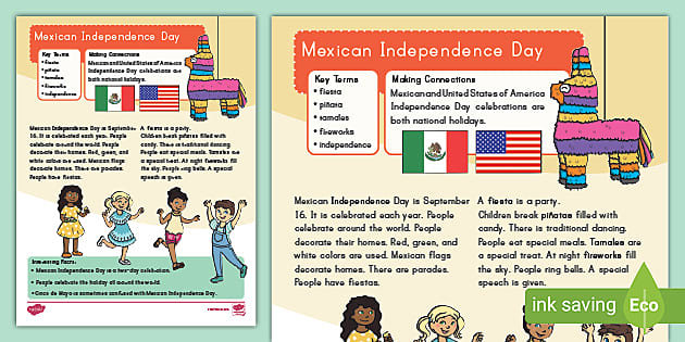 Mexican Independence Day Kindergarten Fact Sheet | Twinkl - Worksheets ...