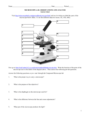 Microscope Lab Observations And Analysis Answer Key - Fill and ...