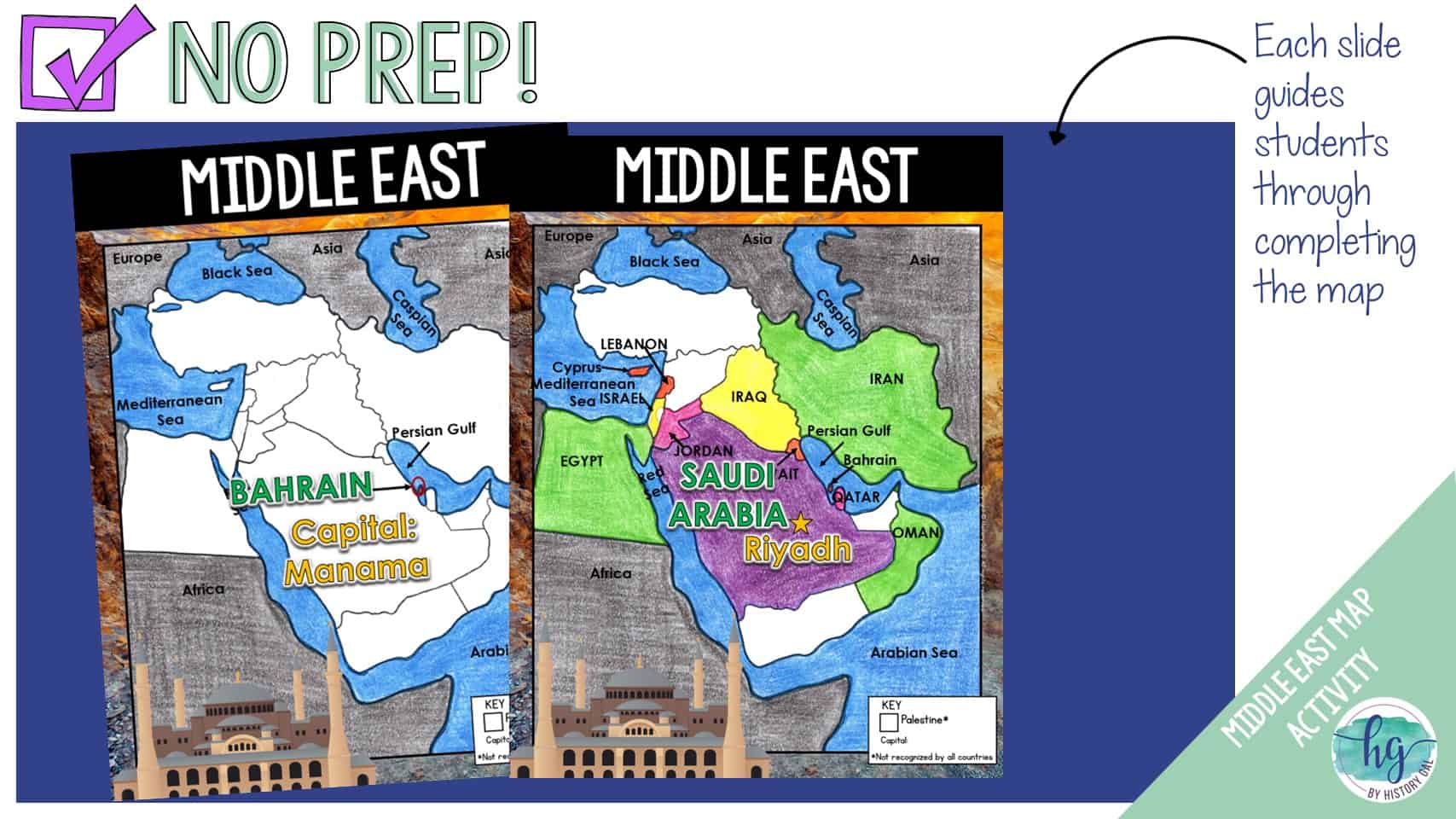 Middle East Map Activity (Print and Digital) - By History Gal - Worksheets Library
