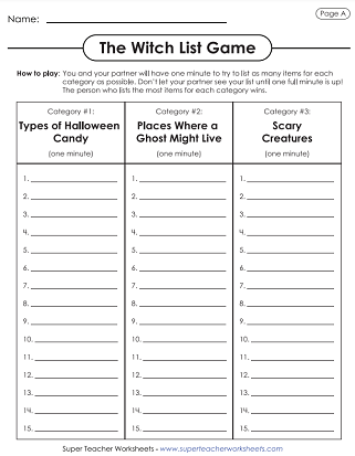 Printable Halloween Puzzle & Classroom Games - Worksheets Library