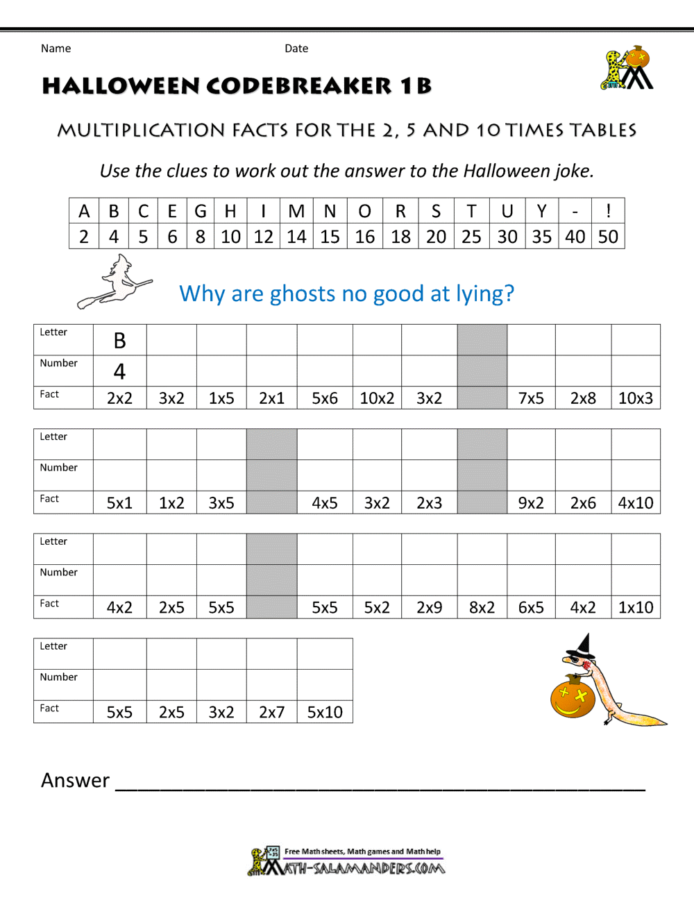 Printable Halloween Puzzle & Classroom Games - Worksheets Library