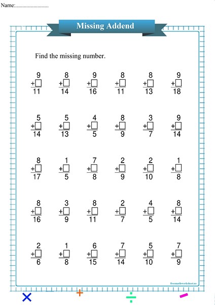 Missing Addends Archives - Free Math Worksheets - Worksheets Library