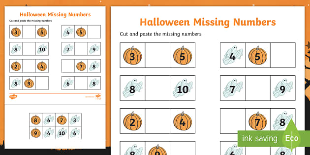 Halloween Themed Missing Number 1 10 Worksheet / Worksheet - Worksheets ...