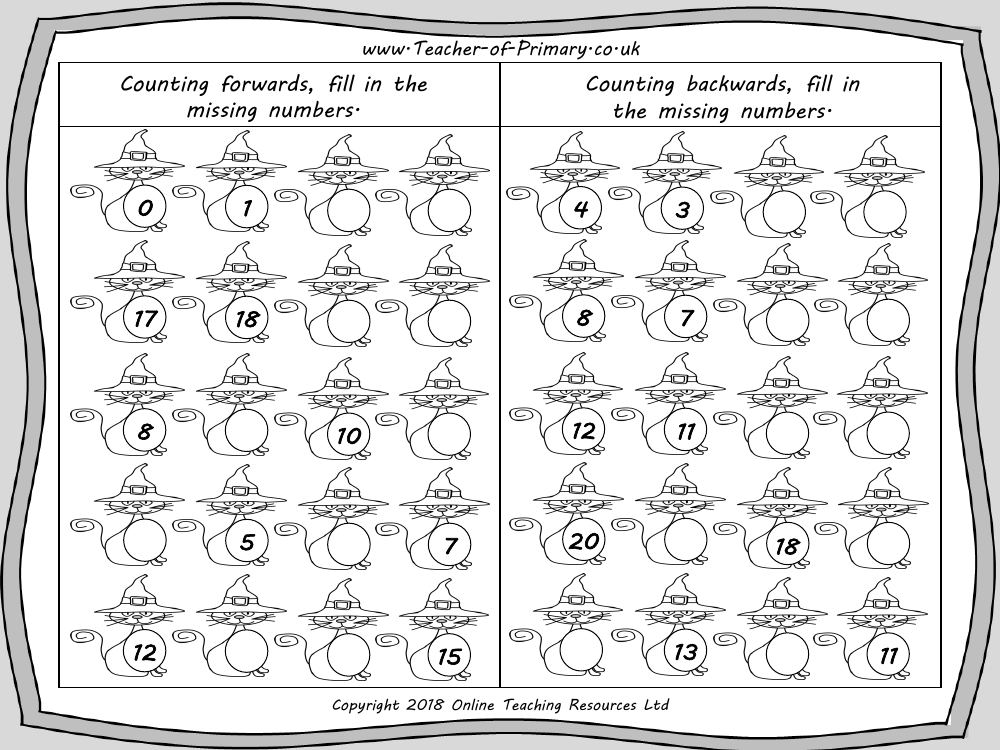 Halloween Counting to 20 - Worksheet | Maths Year 1 - Worksheets Library