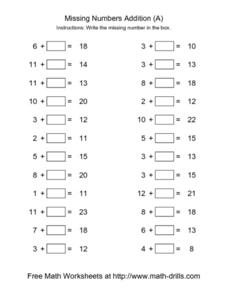 Free missing numbers addition worksheet, Download Free missing numbers ...