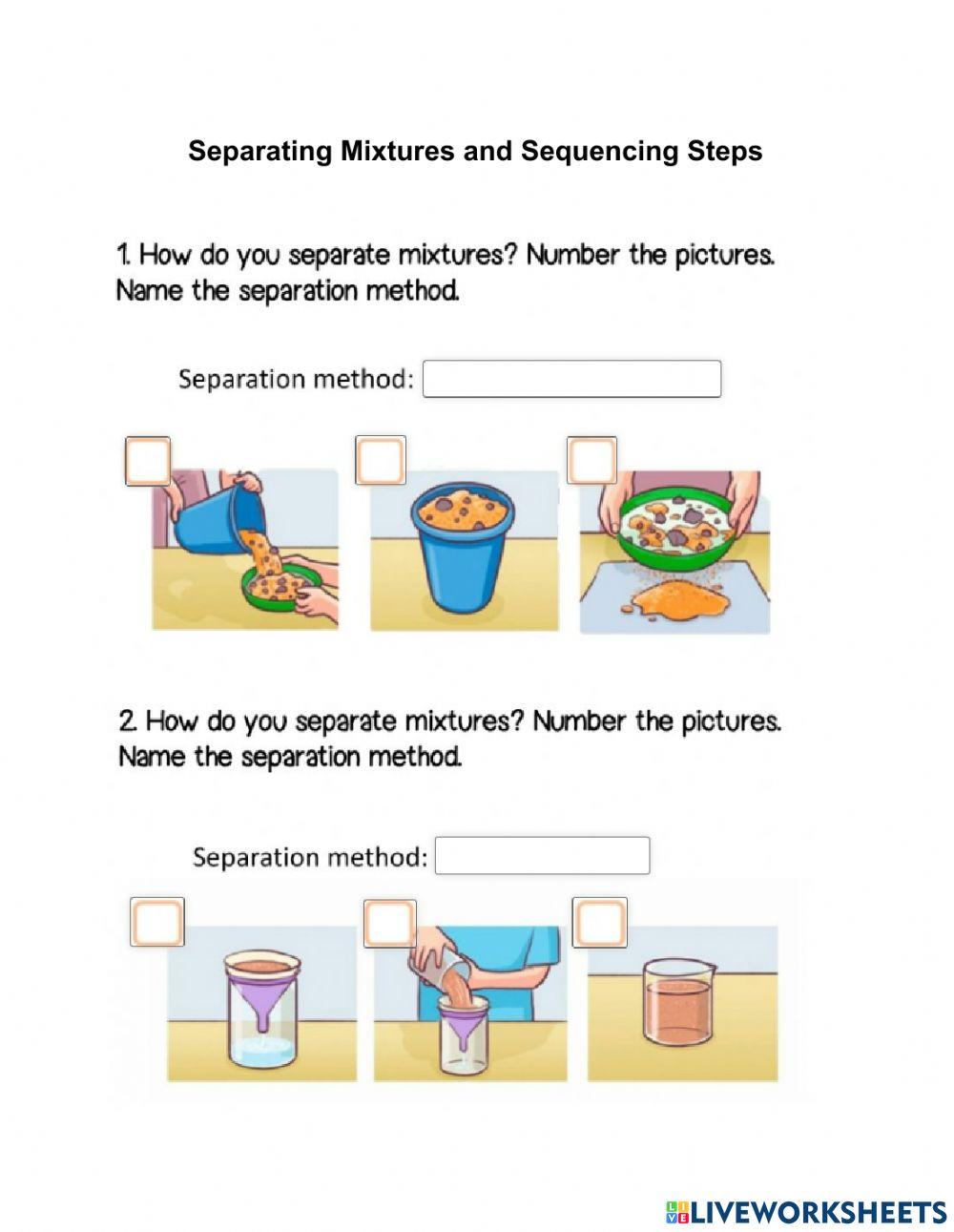 Techniques for Separating Mixtures Worksheet | Teach Starter - Worksheets Library