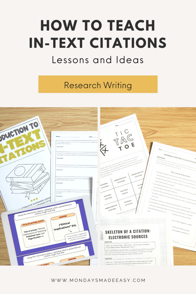 Teaching In Text Citations And Integrating Quotations In Research Worksheets Library