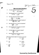 mole calculation worksheet - Scanned by CamScanner Scanned by ... - Worksheets Library