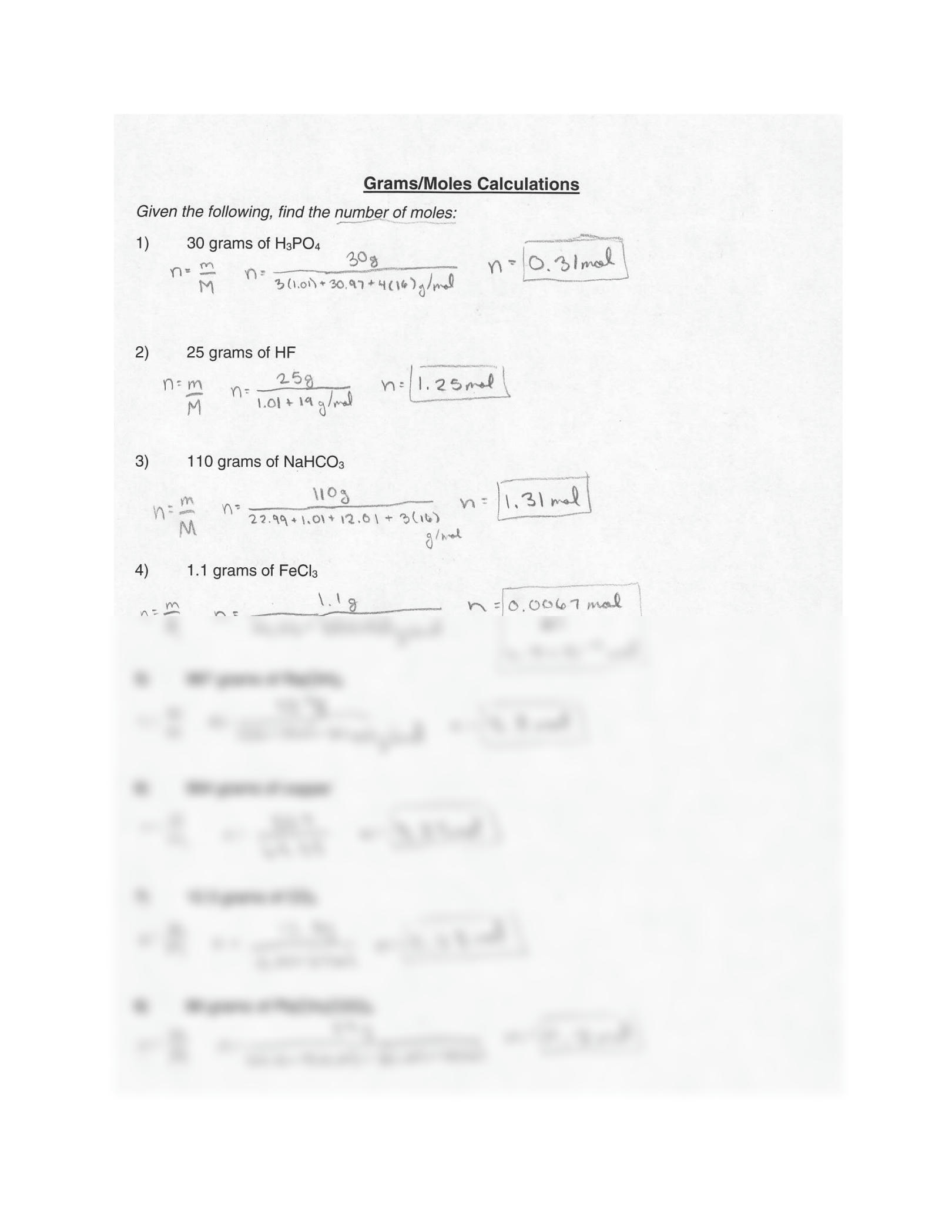 SOLUTION: Science Grade 10 Chemistry Student Worksheet Mole ... - Worksheets Library