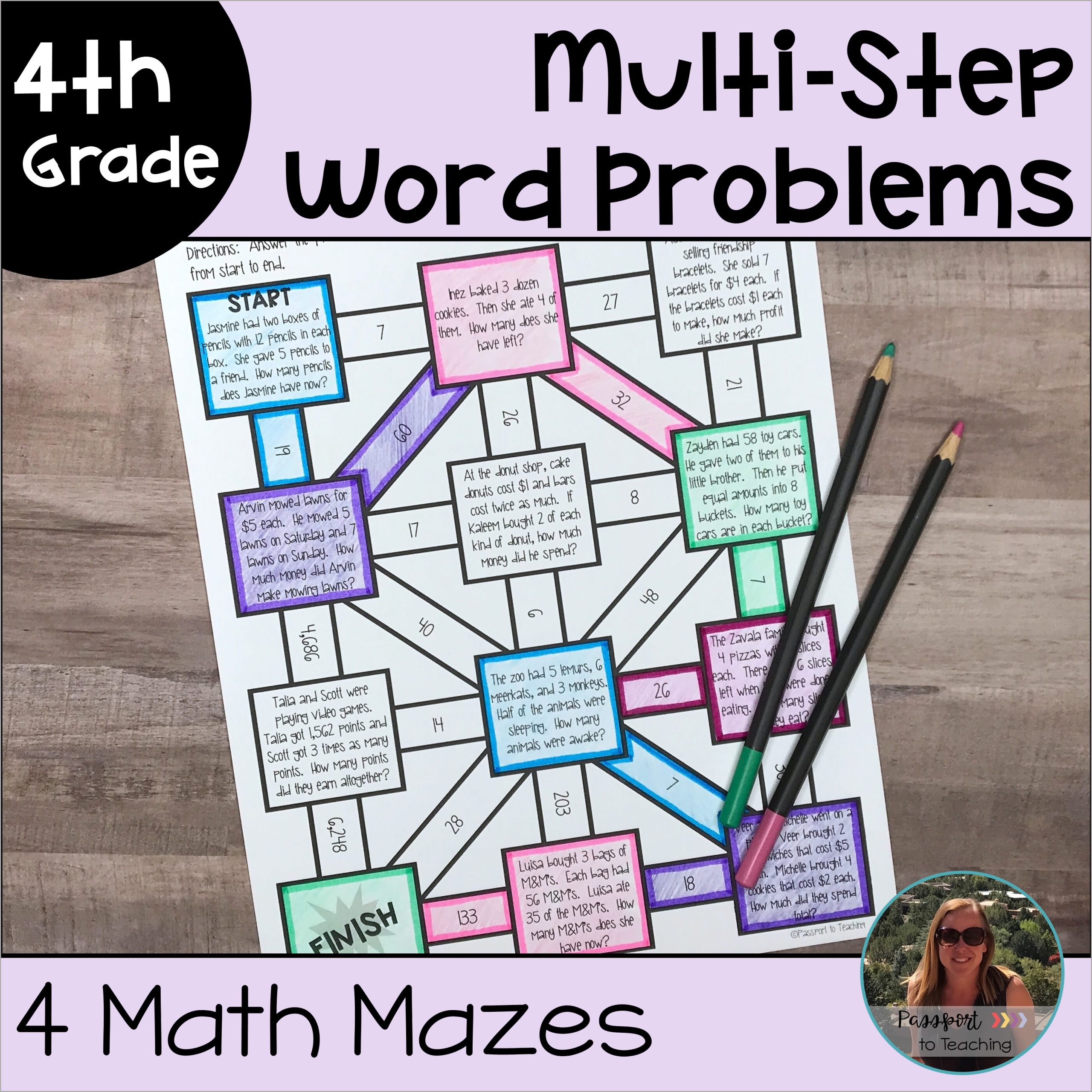 Multi-Step Word Problems and Interpreting Remainders Math Maze ...
