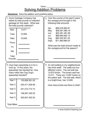 Word Problems Worksheets - Have Fun Teaching - Worksheets Library
