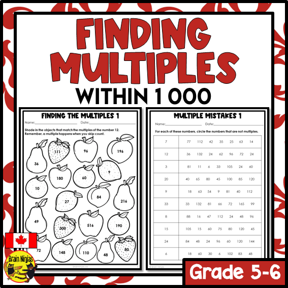 Finding Multiples within 1 000 Math Worksheets | Paper | Grade 5 Grade ...