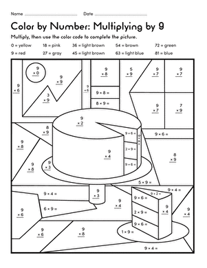 Color by Number: Multiplying by 9 | Worksheet | Education.com ...
