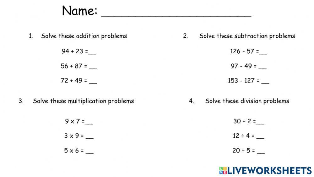 Grade 1 Mixed Addition And Subtraction Up To 20 Math School