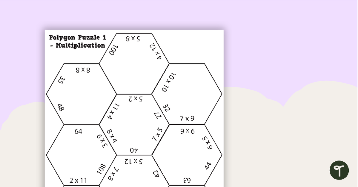 Polygon Puzzles - Multiplication Worksheets with Answers | Teach ...