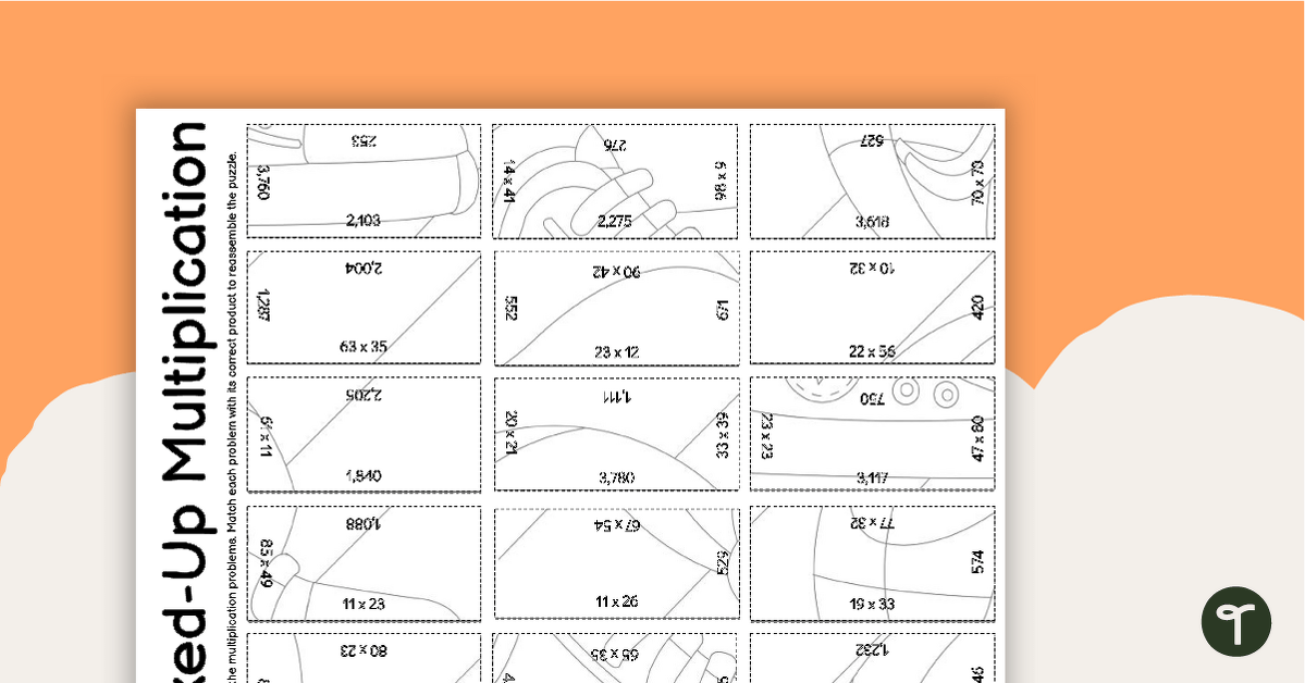 Cute Baby Calf Multiplication Puzzle Worksheet - Worksheets Library
