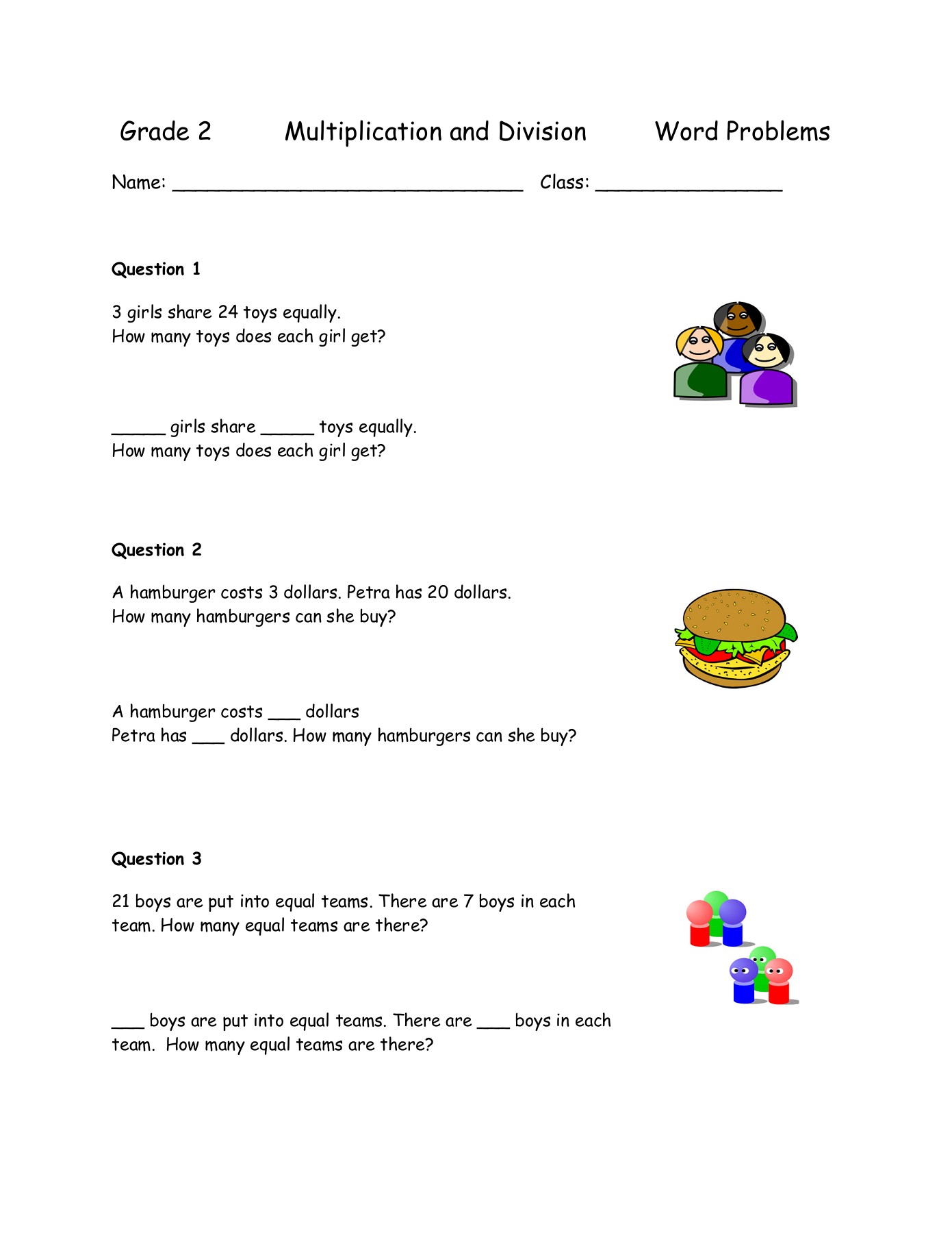 Multiplication and division word problems grade 2 - Worksheets Library