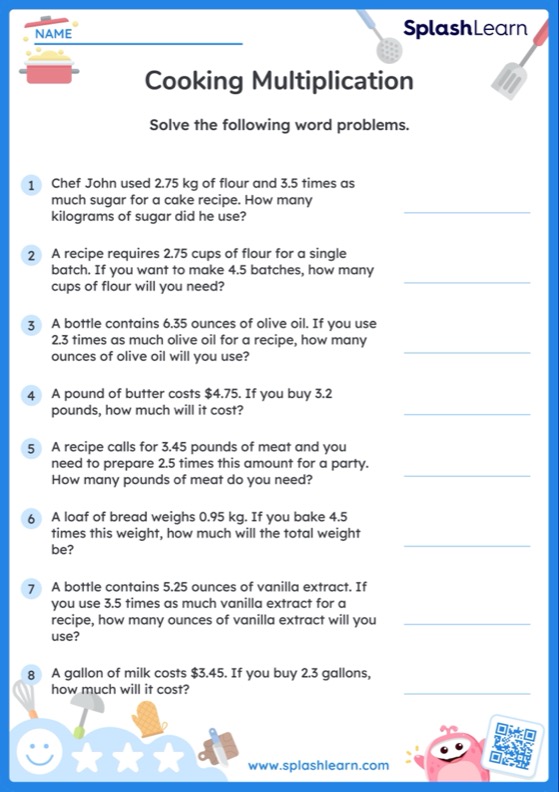 Decimal Multiplication Word Problems Worksheets for 5th Graders Online ...