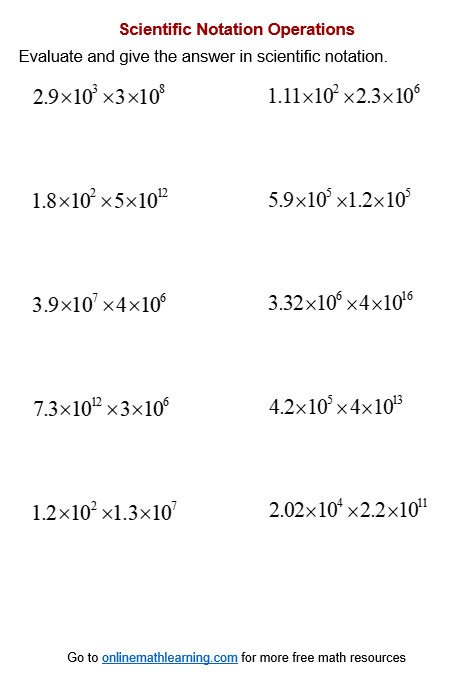 Multiplying And Dividing Scientific Notation Worksheet 8th Worksheets Library