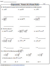 Laws of Exponents Worksheets - Worksheets Library
