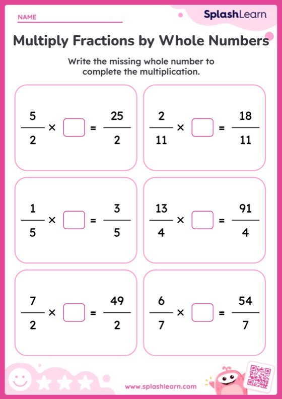 Write A Whole Number To Multiply With Fraction — Printable Math Worksheets Library