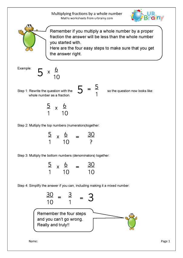 Multiply a Whole Number by a Fraction | Worksheet | Education.com ...