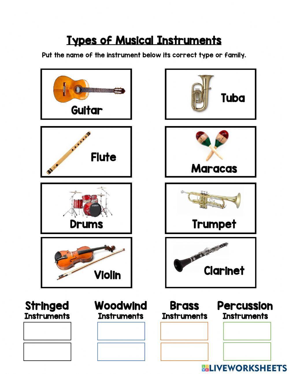 Musical Instruments Vocabulary Worksheet - Worksheets Library