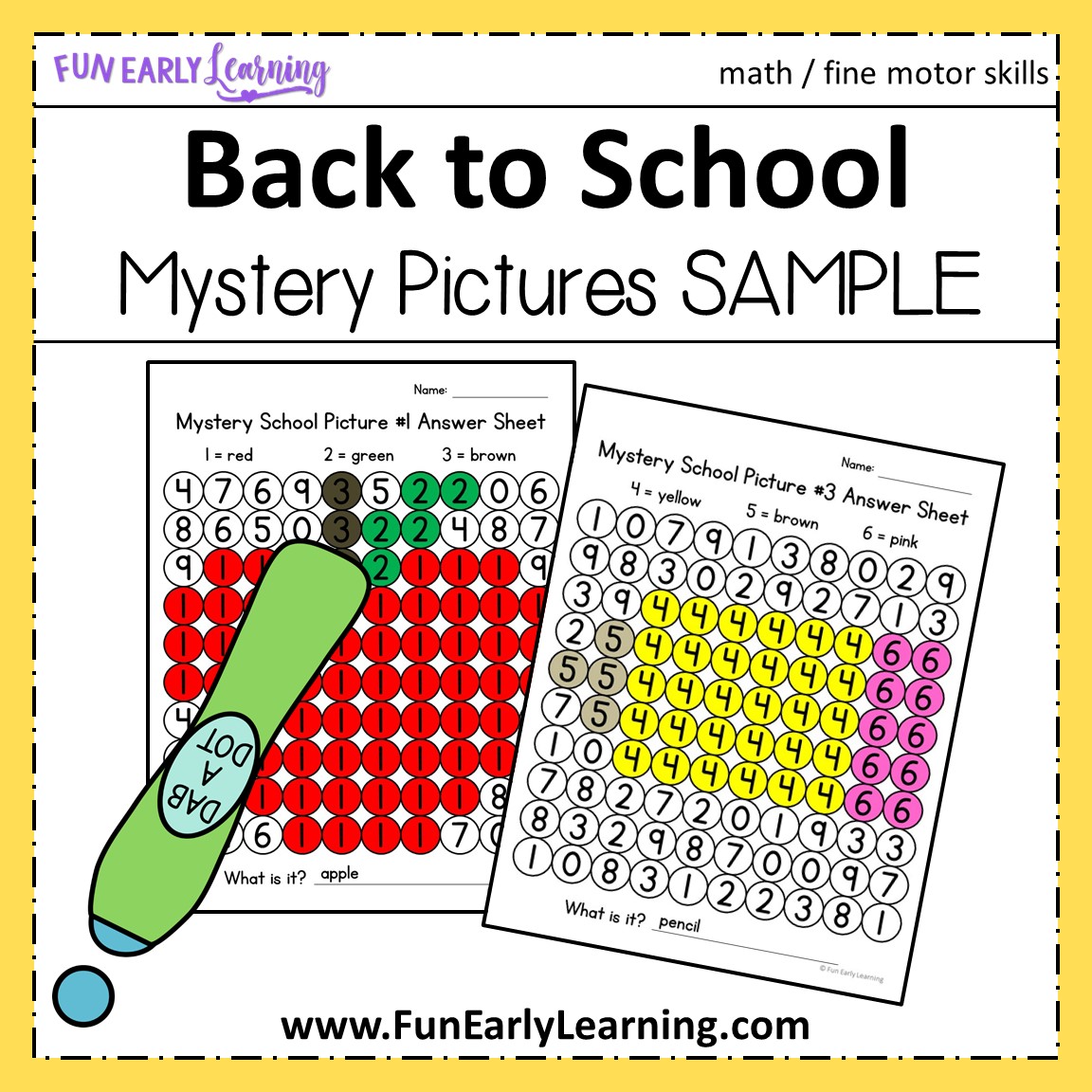 Back to School Math Mystery Pictures – Fun Early Learning - Worksheets ...
