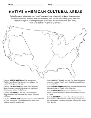 Native American Tribes Map | Worksheet | Education.com - Worksheets Library