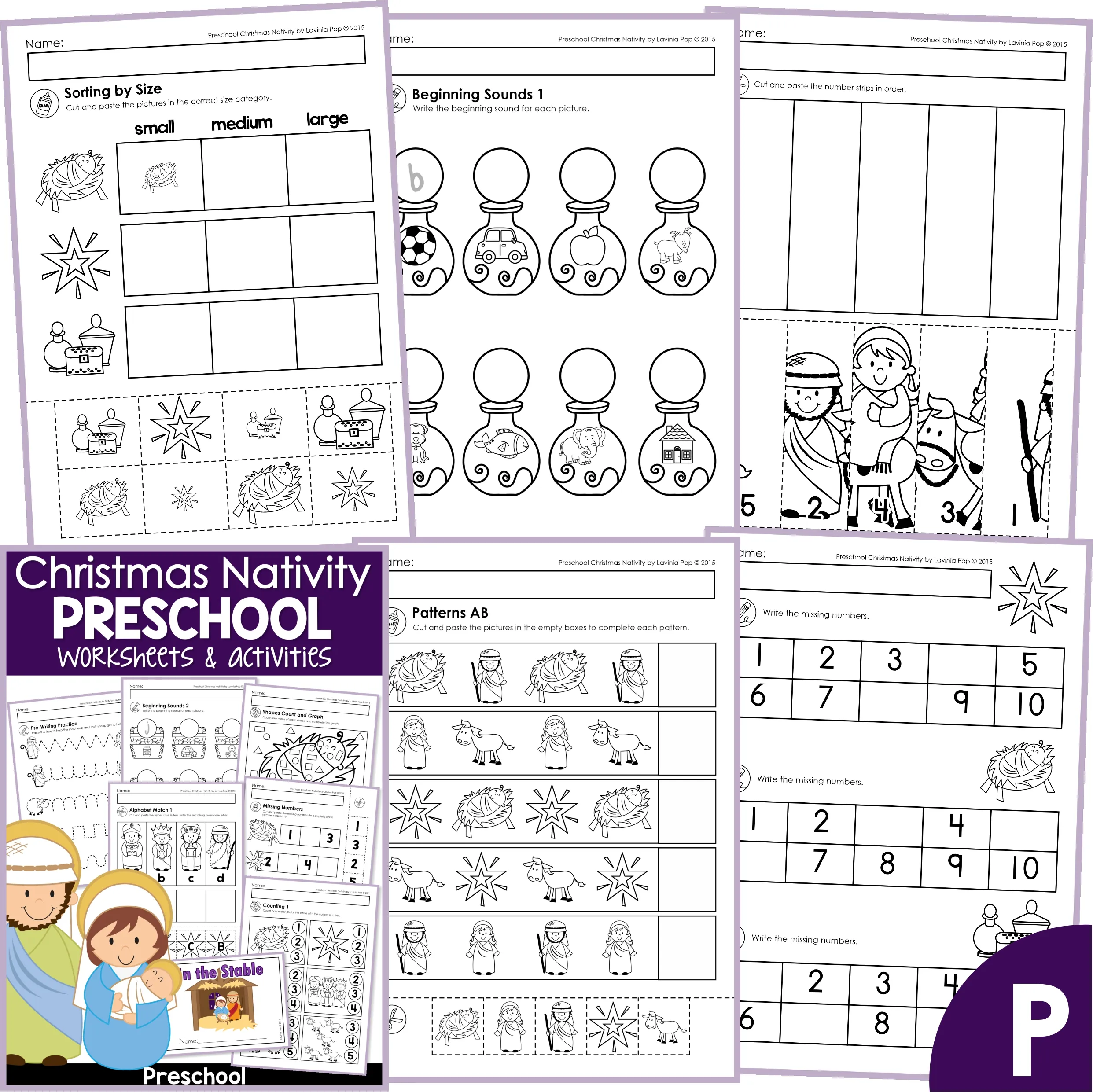 Christmas Nativity Preschool Worksheets and Activities No Prep ...