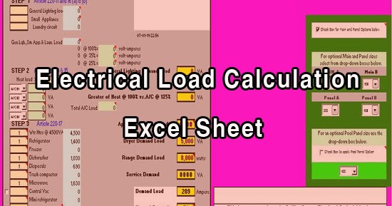 Download Electrical Load Calculation Excel Sheet - Worksheets Library