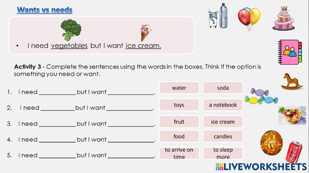 Needs and Wants Worksheets - 15 Worksheets.com - Worksheets Library