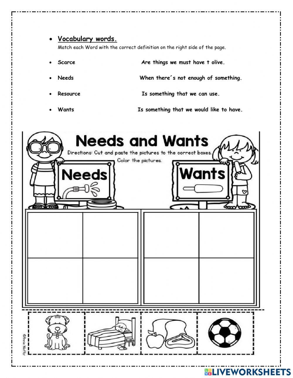 Needs and wants online exercise for Grade 2 | Live Worksheets ...