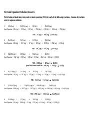 NIE worksheet and answers.doc - Net Ionic Equation Worksheet ...
