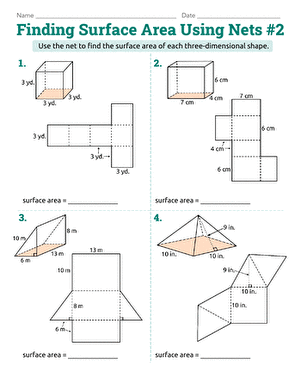 Finding Surface Area Using Nets #2 | Worksheet | Education.com ...