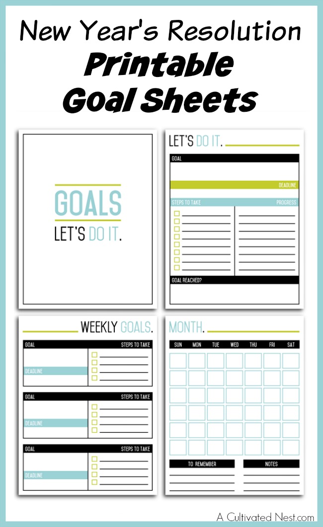 New Years Resolution Printable Goal Sheets - Worksheets Library