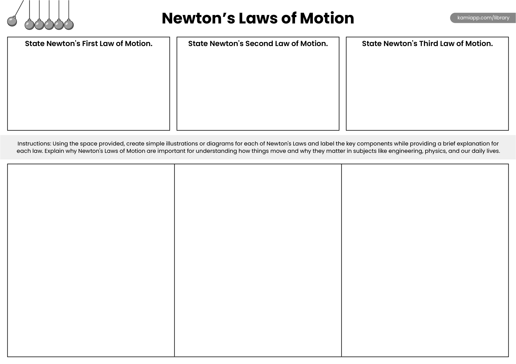 Newtons First Law of Motion - Worksheet | Printable and Distance ...