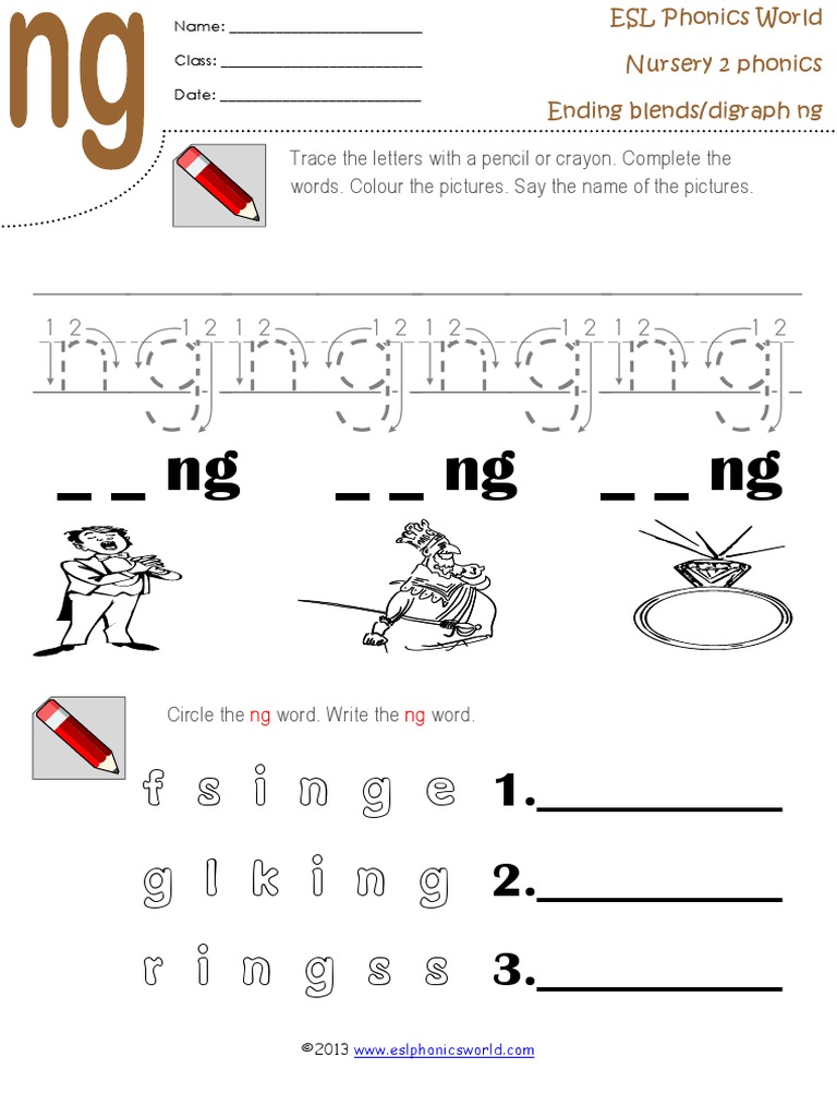 ng sound words - Look and Write - EasyKids.in - Worksheets Library