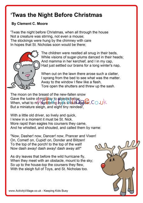 Twas the Night Before Christmas - Worksheets Library